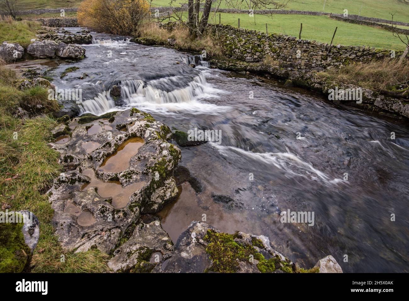 The River Skirfare above Halton Gill rises and falls according to heavy ...