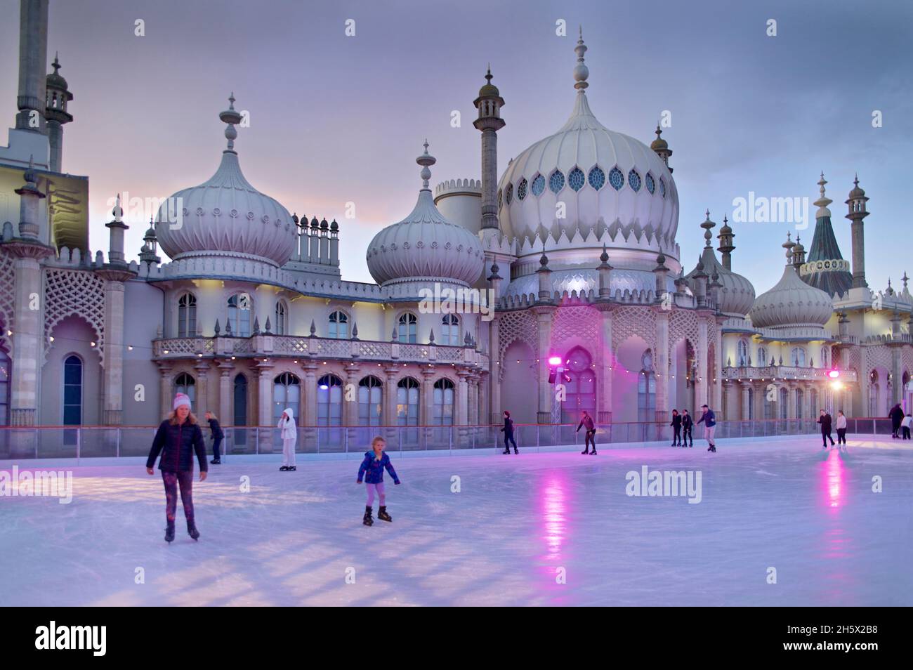 The Royal Pavilion, Brighton, lit up with coloured LED uplighters ...