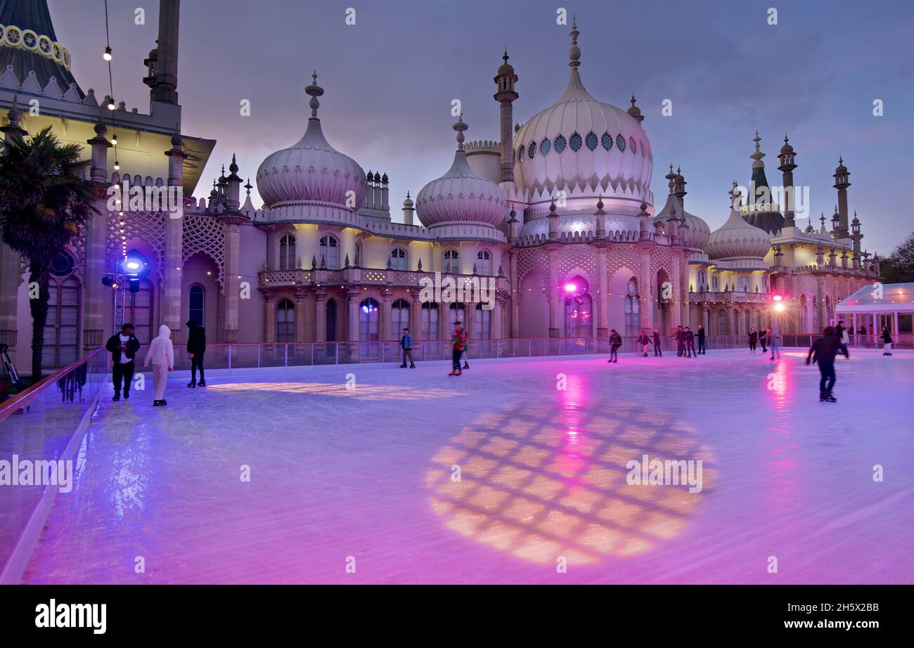 The Royal Pavilion, Brighton, lit up with coloured LED uplighters ...