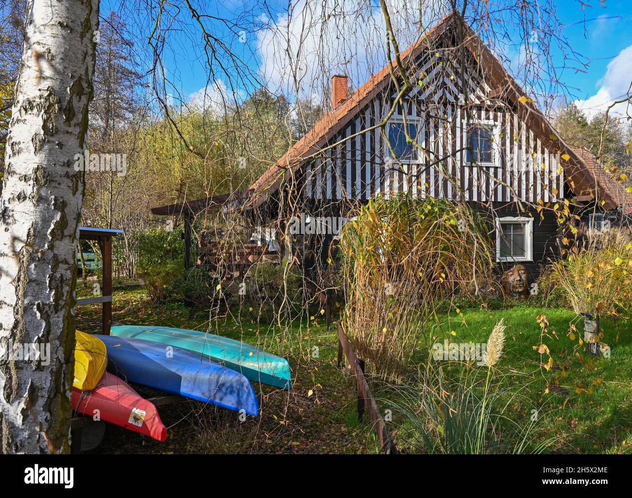 Leipe, Germany. 09th Nov, 2021. A traditional wooden house in the ...