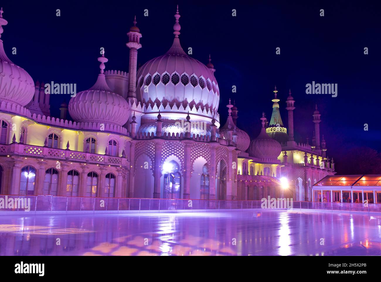 The Royal Pavilion, Brighton, lit up with coloured LED uplighters ...