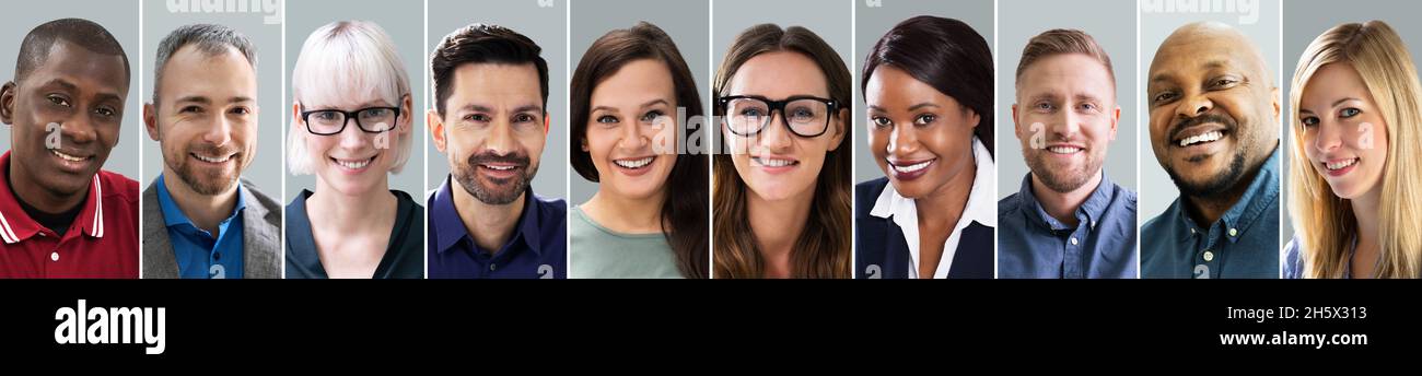 Group Of People Photo Collage. Different Faces Headshots Stock Photo ...