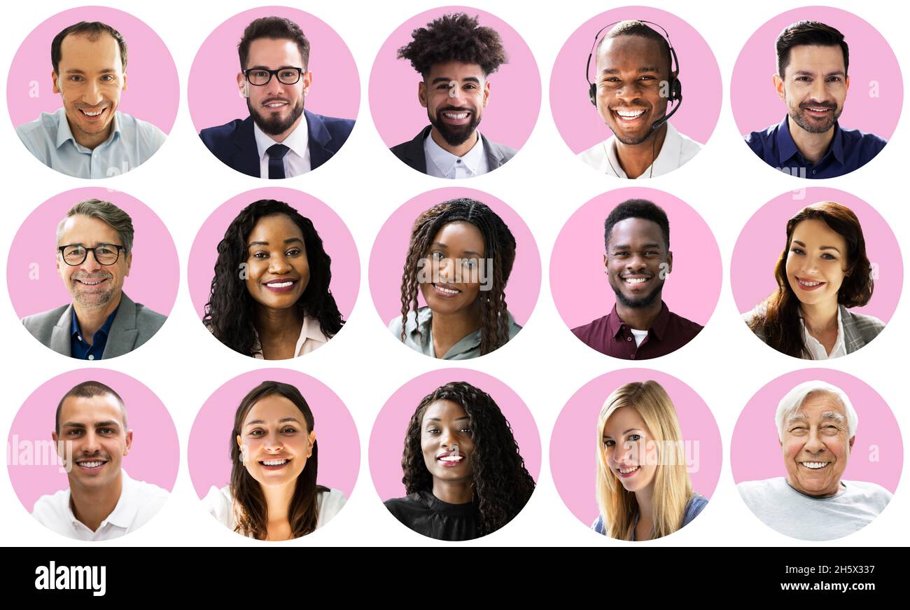 People Face Avatar Collage. Diverse Headshot Photos Stock Photo - Alamy