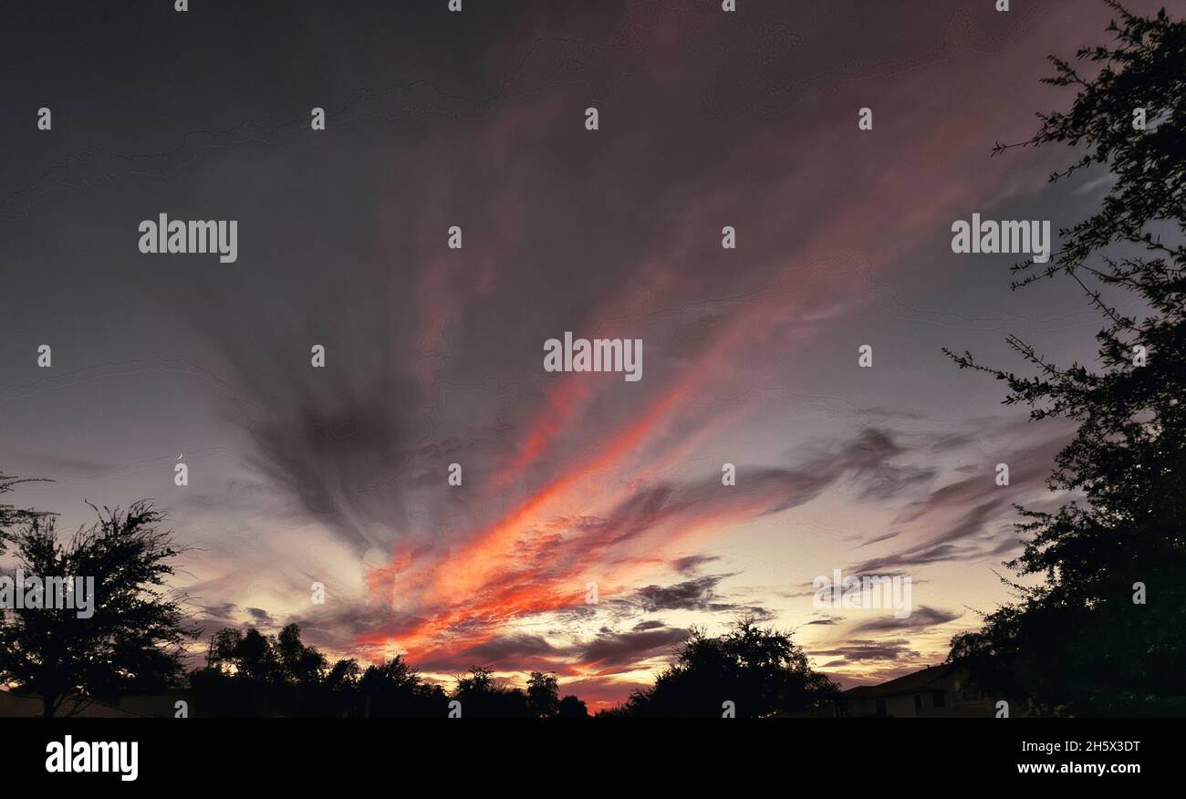 Evening Sky with Multiple Colors Stock Photo - Alamy