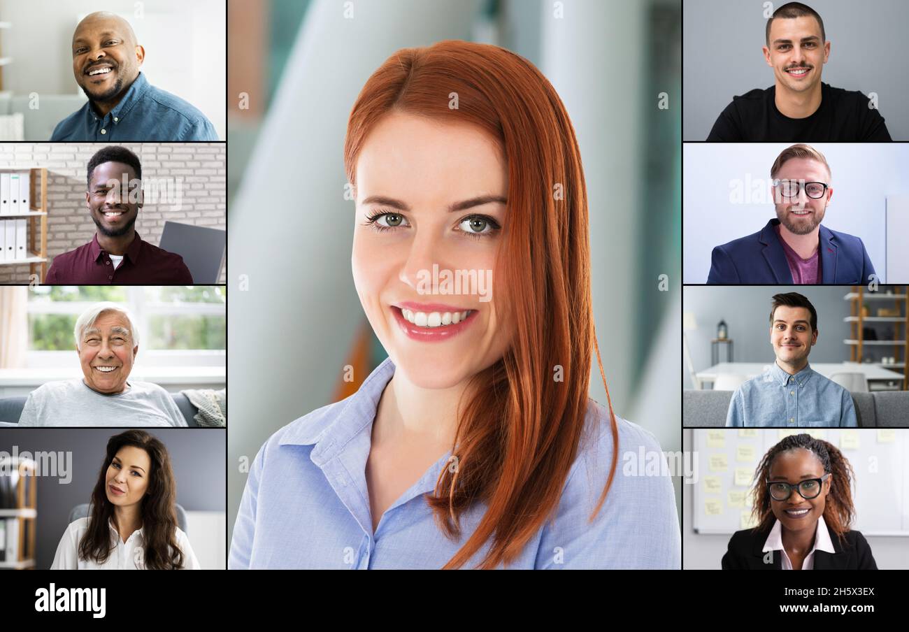 Online Webinar Video Conference Meeting Call. Group Conferencing Stock ...