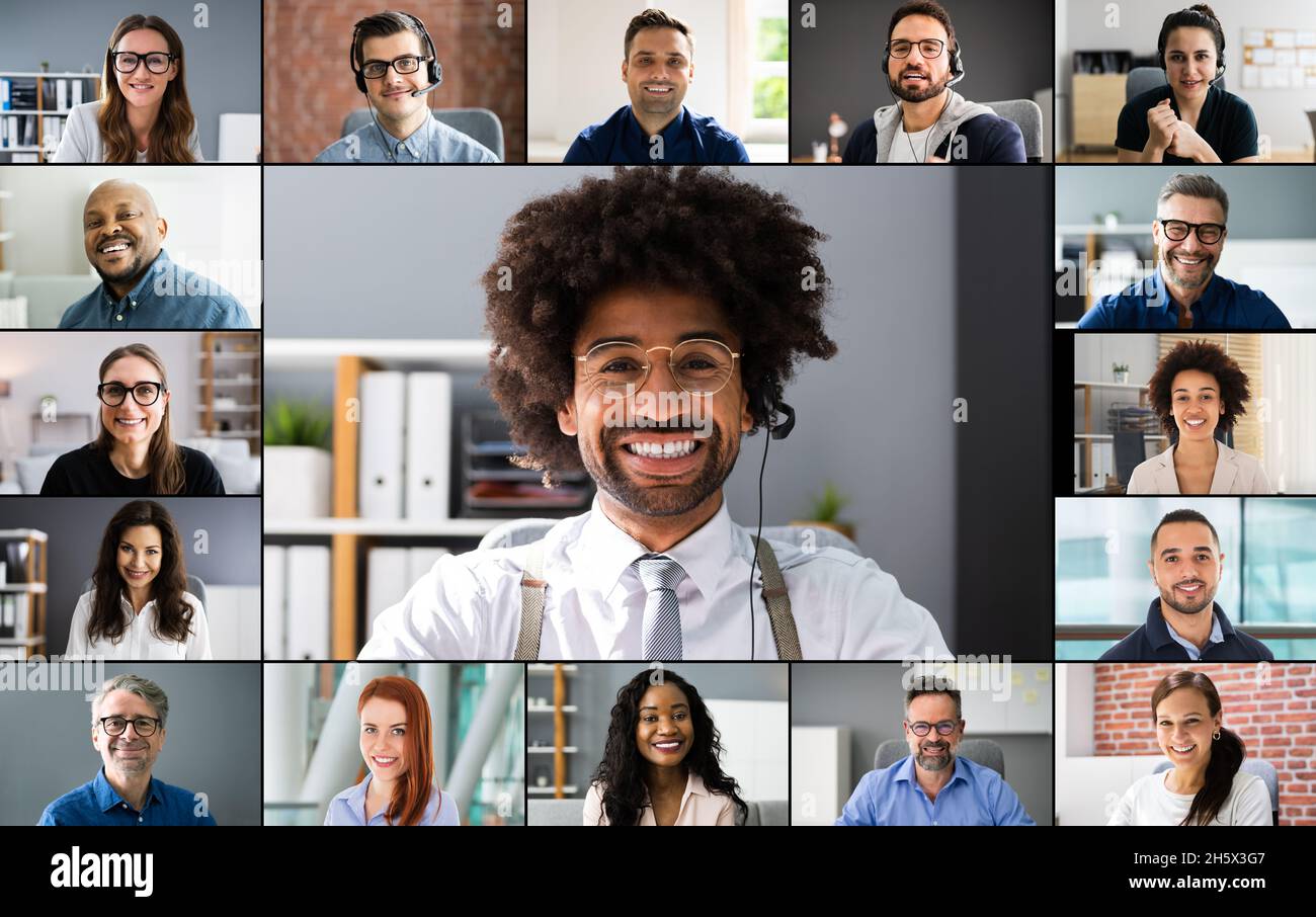 Team having video call remote hi-res stock photography and images - Alamy