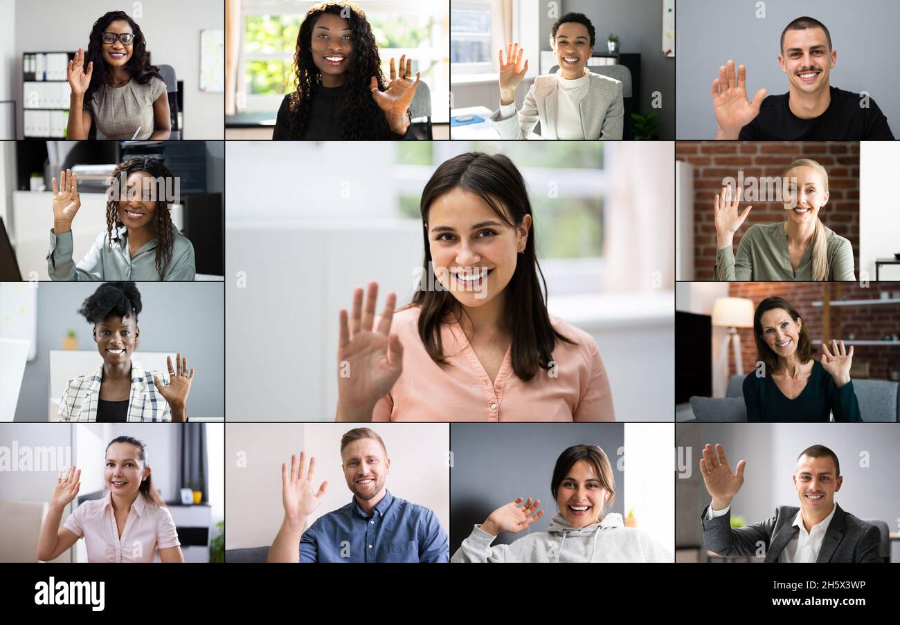 Online Video Conference Meeting Group Call Screen Stock Photo - Alamy