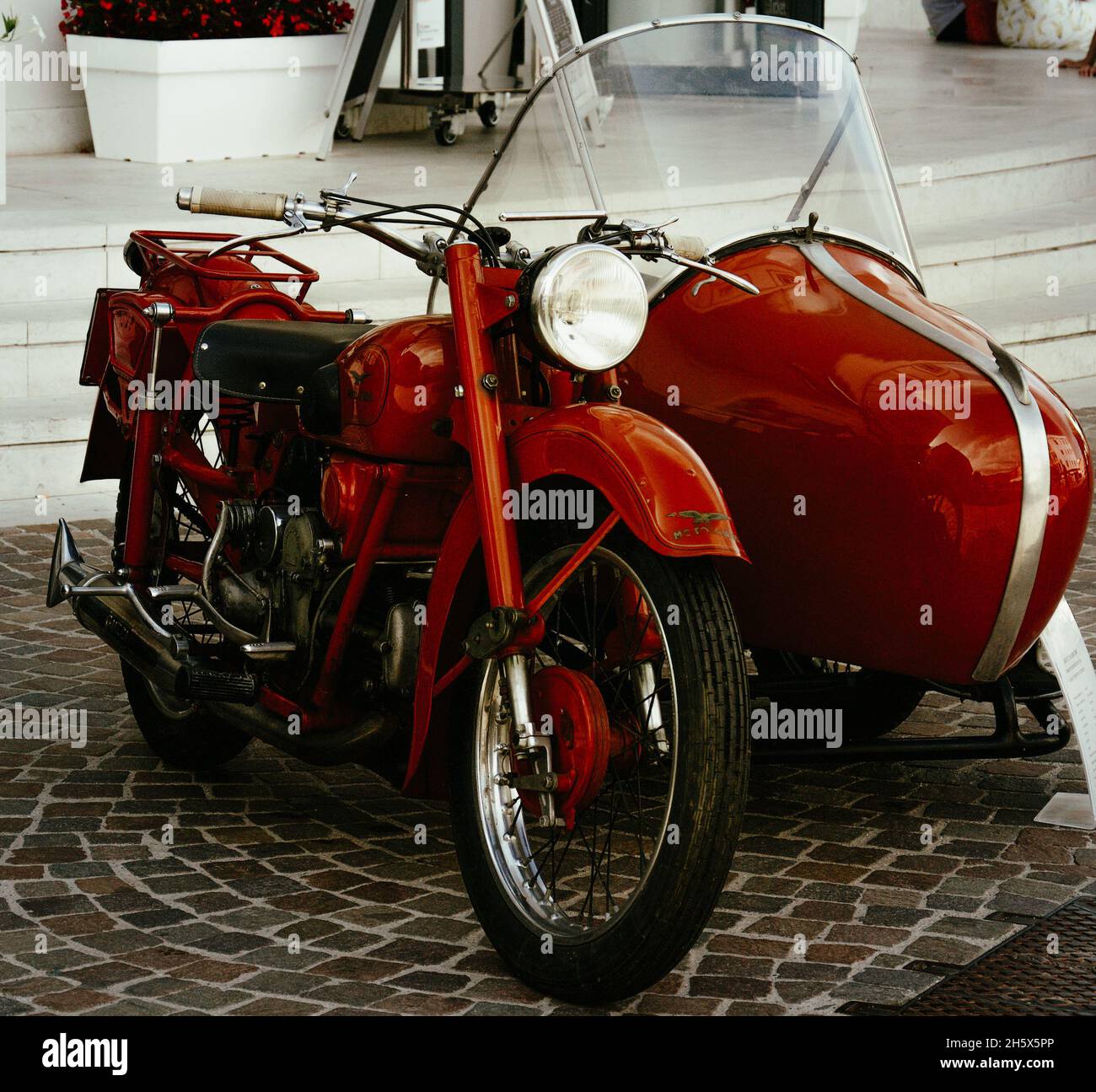 Red classic sidecar motorcycle on the street Stock Photo - Alamy
