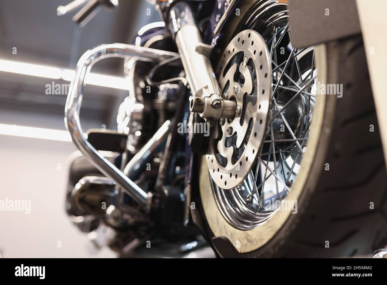 Closeup of brake metal disc on motorcycle wheel Stock Photo - Alamy
