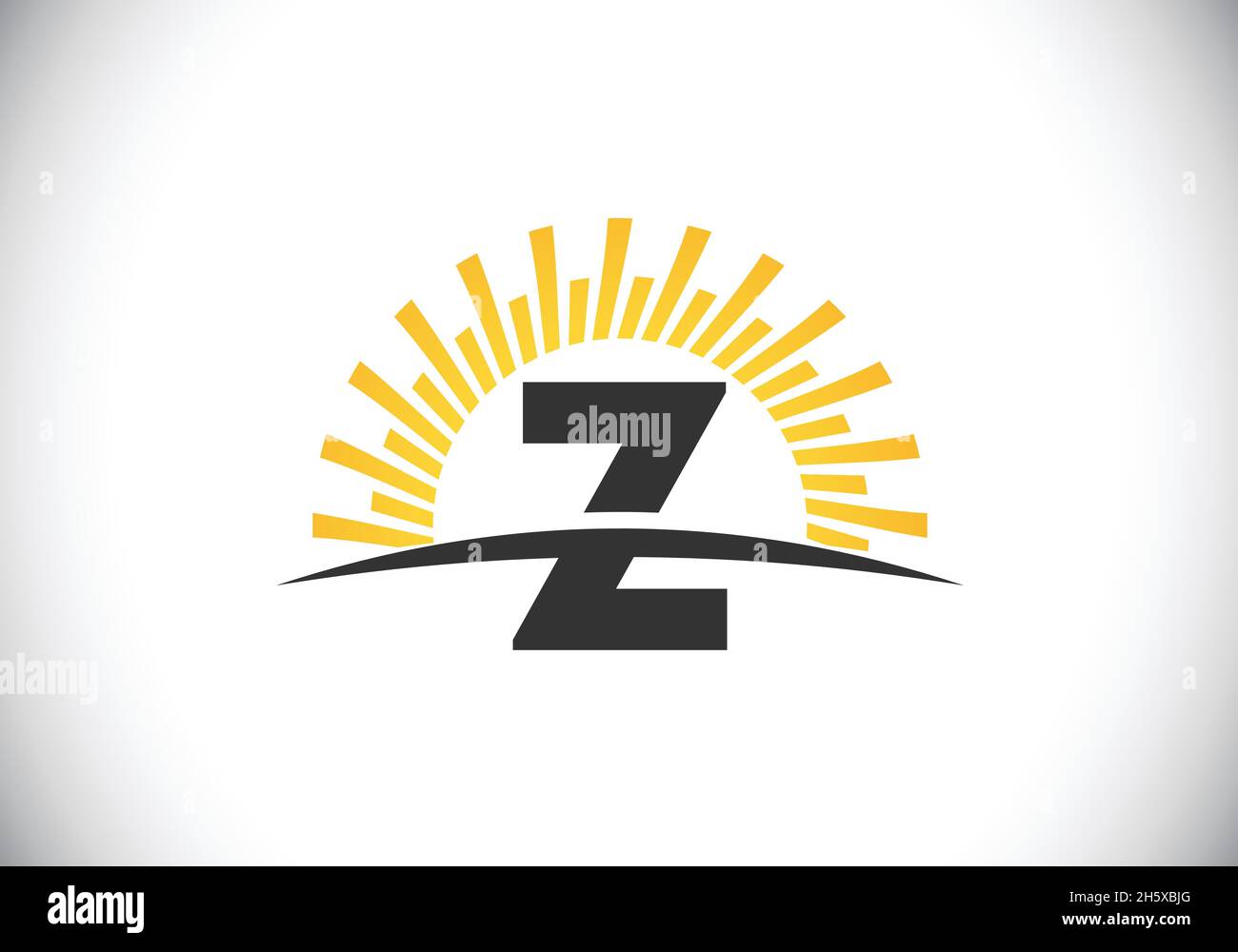 Initial Z monogram alphabet with the abstract sun and swoosh. Sunburst ...