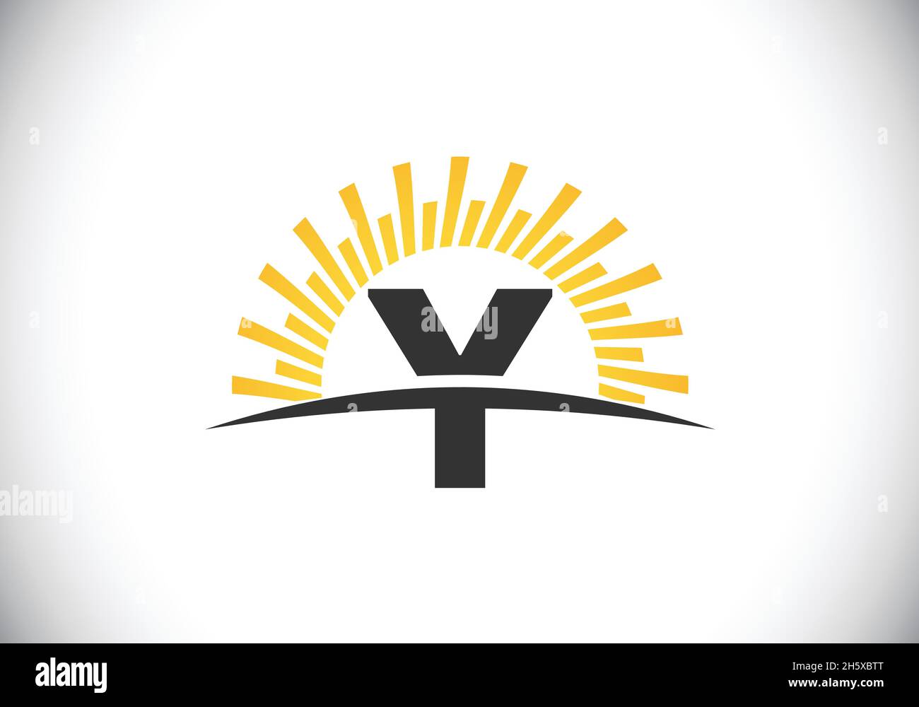 Initial Y monogram alphabet with the abstract sun and swoosh. Sunburst ...