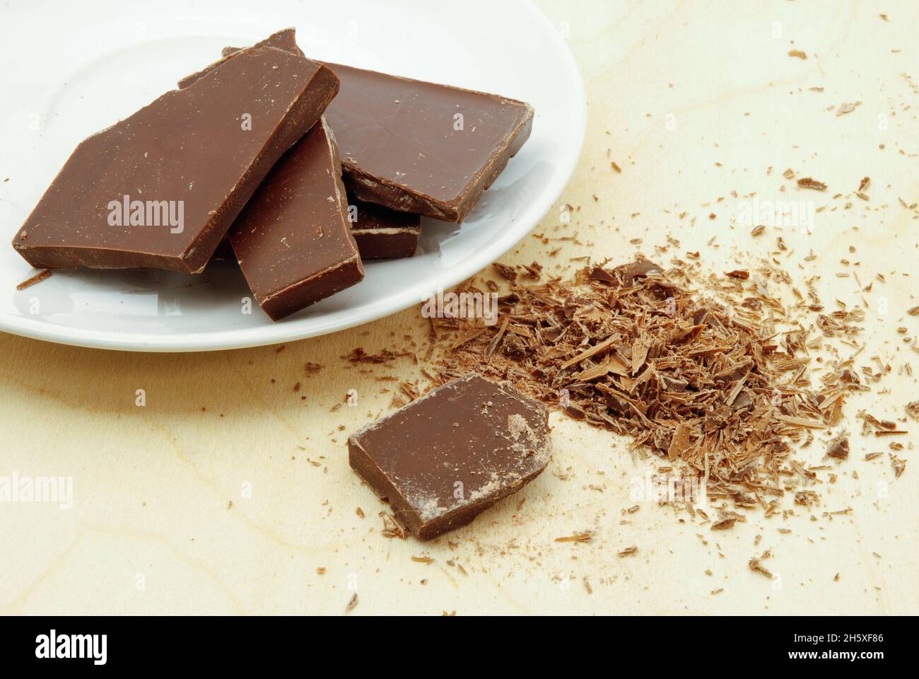 Chocolate flakes for corn cake with ricotta Stock Photo - Alamy