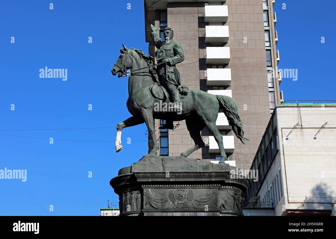Equestrian statue of Red Army Commander Nikolay Shchors in Kyiv Stock ...