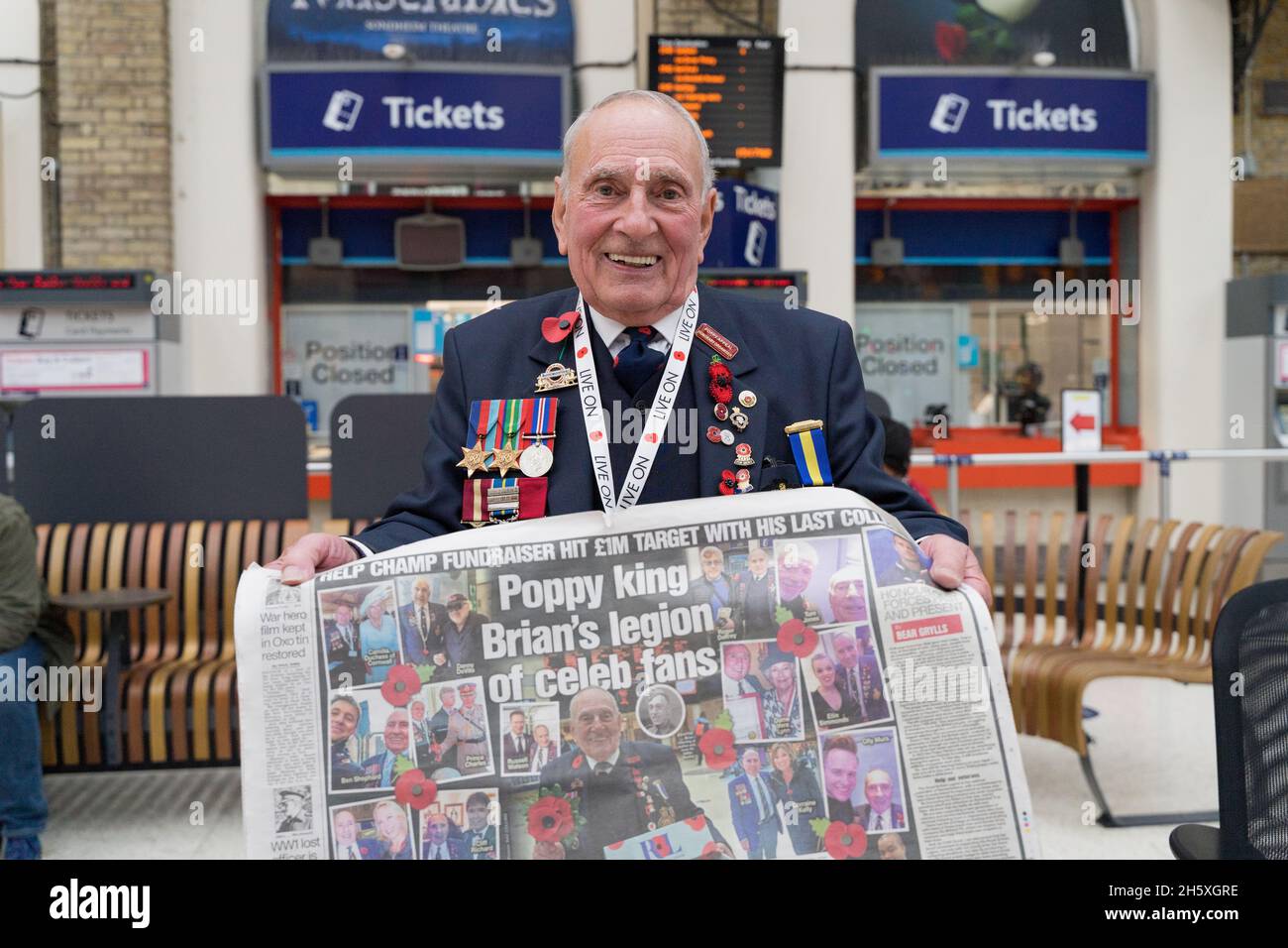 Brian Coombs the legion poppy seller at Charing cross railway station ...