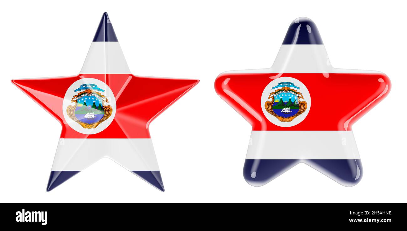 Stars with Costa Rican flag, 3D rendering isolated on white background ...