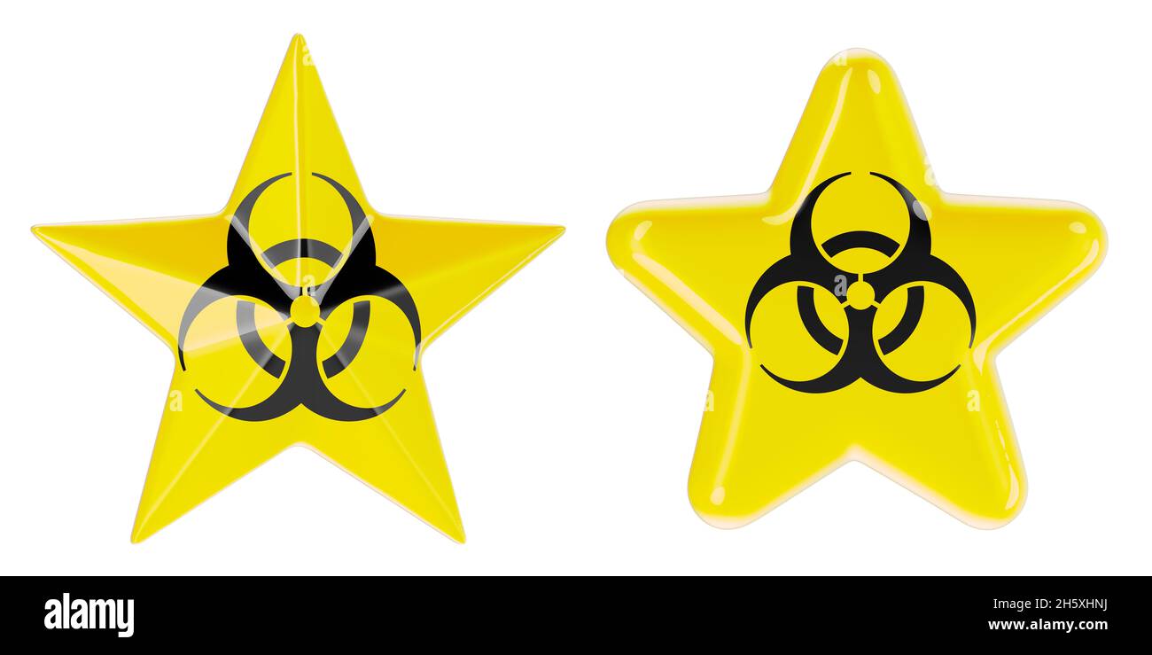 Stars with bio hazard symbol, 3D rendering isolated on white background ...