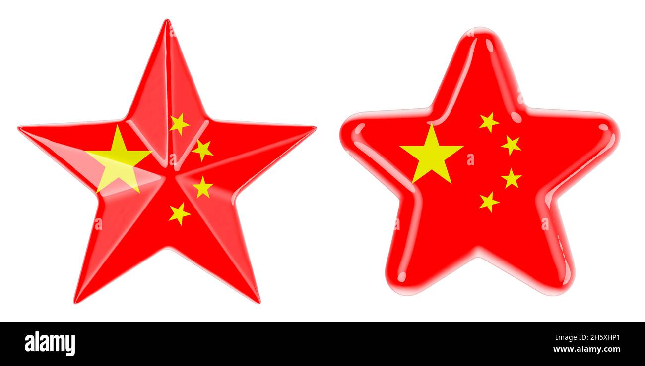 Stars with Chinese flag, 3D rendering isolated on white background ...