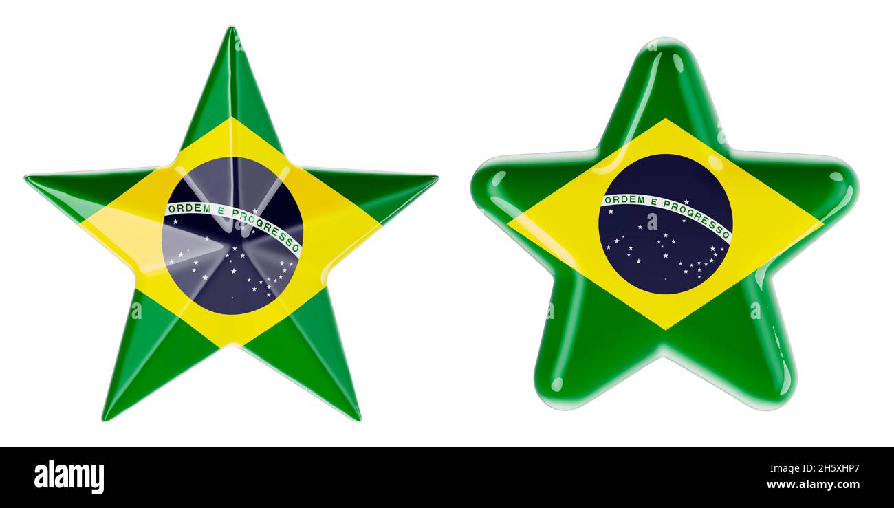Stars with Brazilian flag, 3D rendering isolated on white background ...