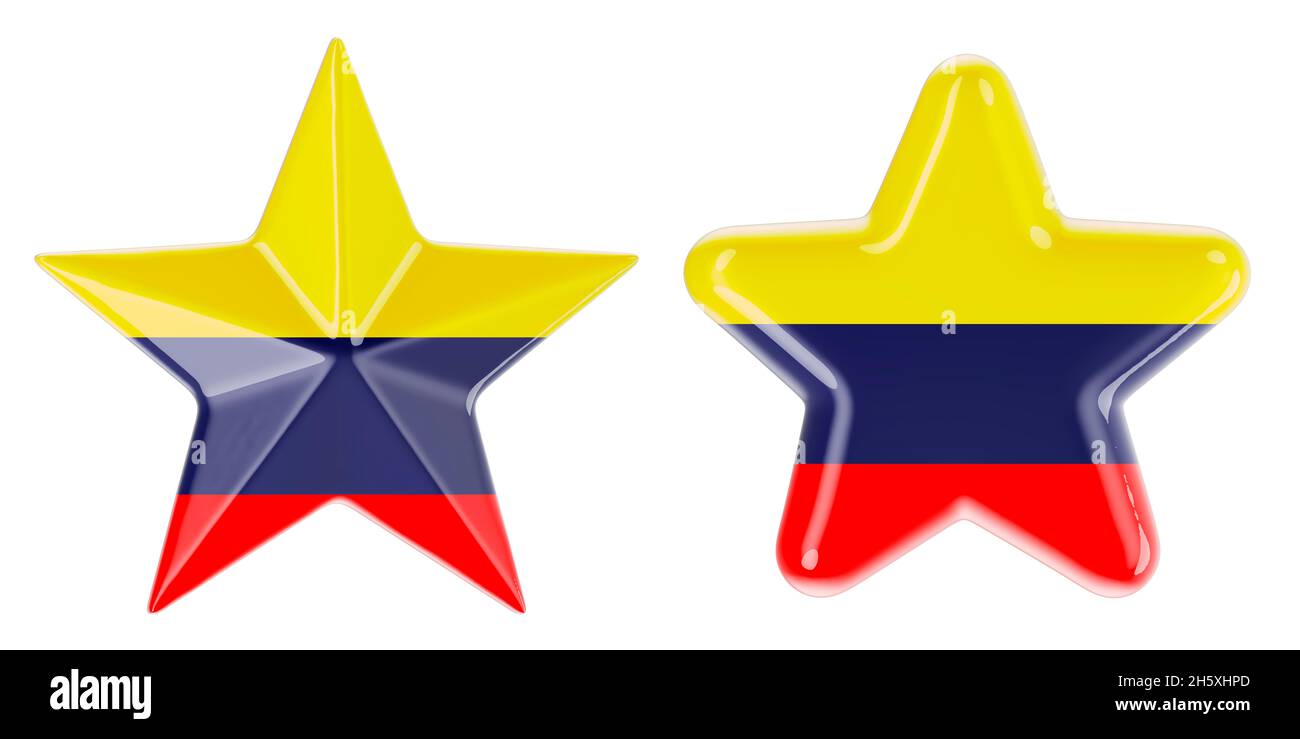 Stars with Colombian flag, 3D rendering isolated on white background ...