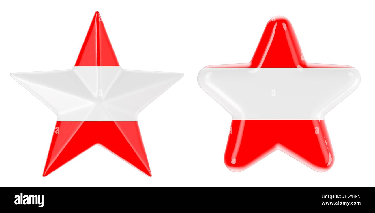 Stars with Austrian flag, 3D rendering isolated on white background ...