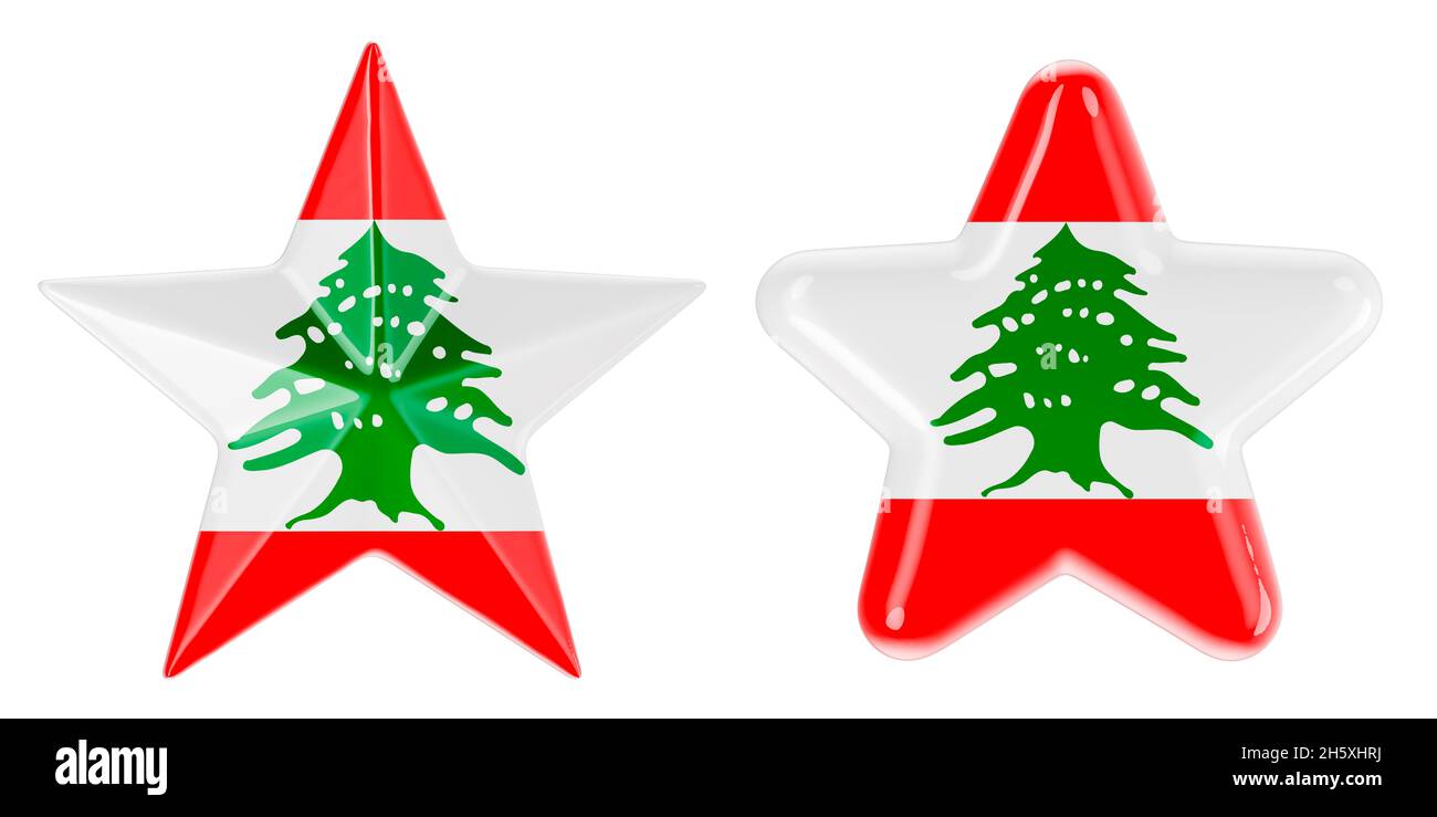 Stars with Lebanese flag, 3D rendering isolated on white background ...