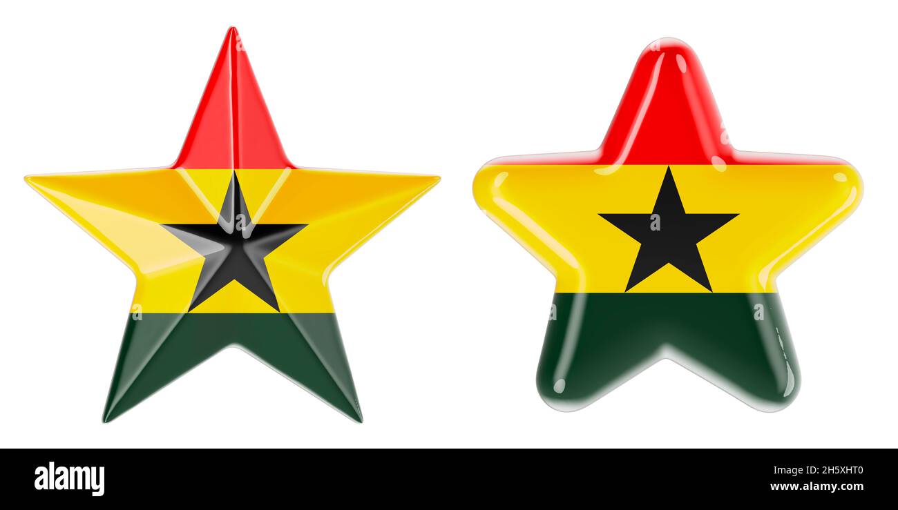 Stars with Ghanaian flag, 3D rendering isolated on white background ...