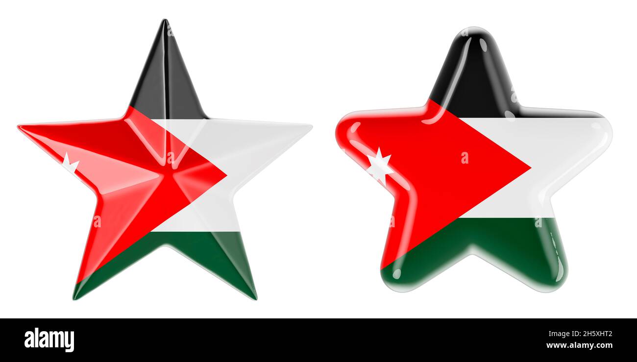 Stars with Jordanian flag, 3D rendering isolated on white background ...