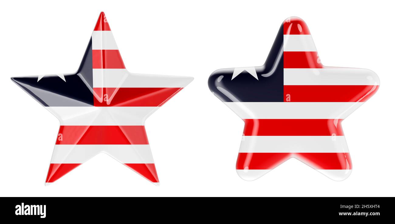 Stars with Liberian flag, 3D rendering isolated on white background ...