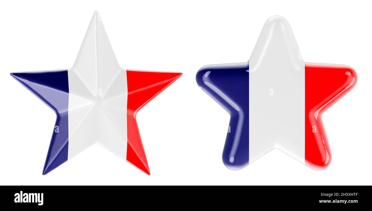 Stars with French flag, 3D rendering isolated on white background Stock ...
