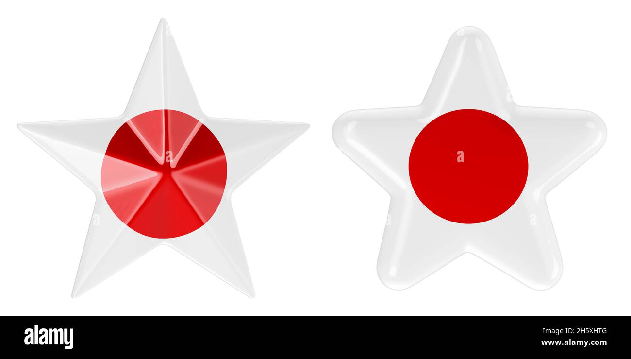 Stars with Japanese flag, 3D rendering isolated on white background ...