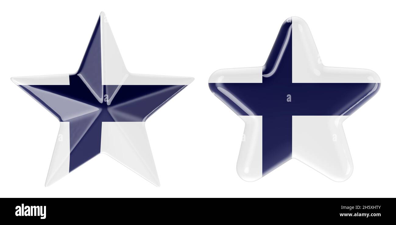 Stars with Finnish flag, 3D rendering isolated on white background ...