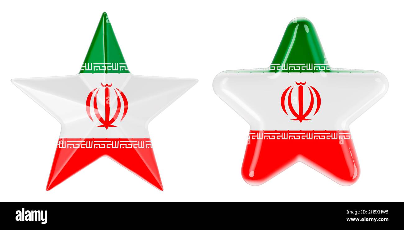 Stars with Iranian flag, 3D rendering isolated on white background ...