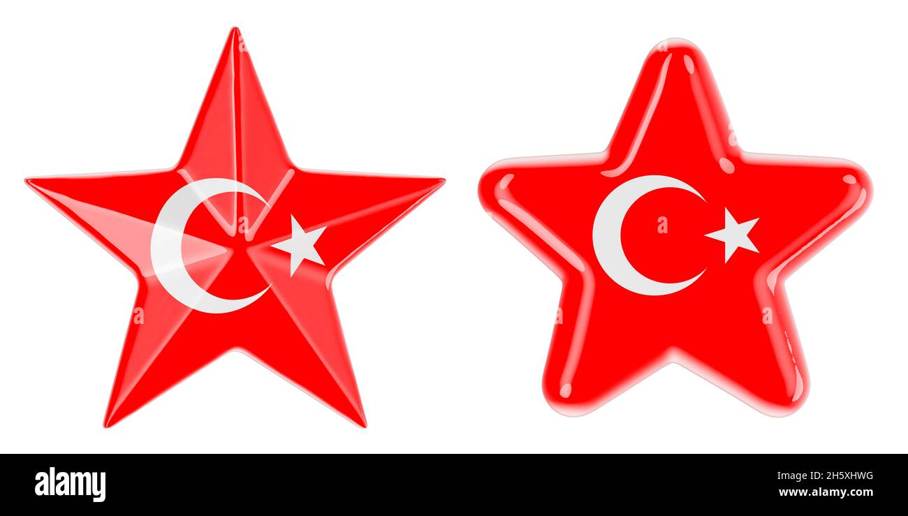 Stars with Turkish flag, 3D rendering isolated on white background ...