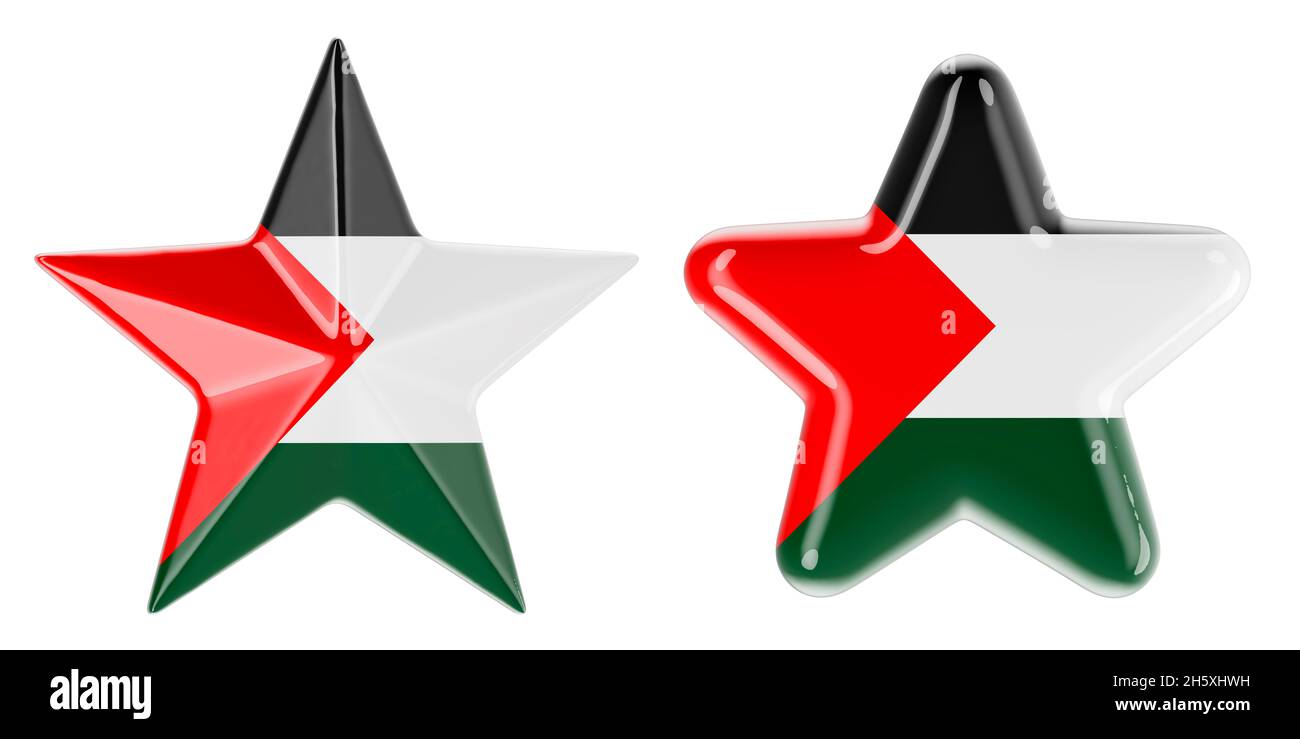 Stars with Palestinian flag, 3D rendering isolated on white background ...