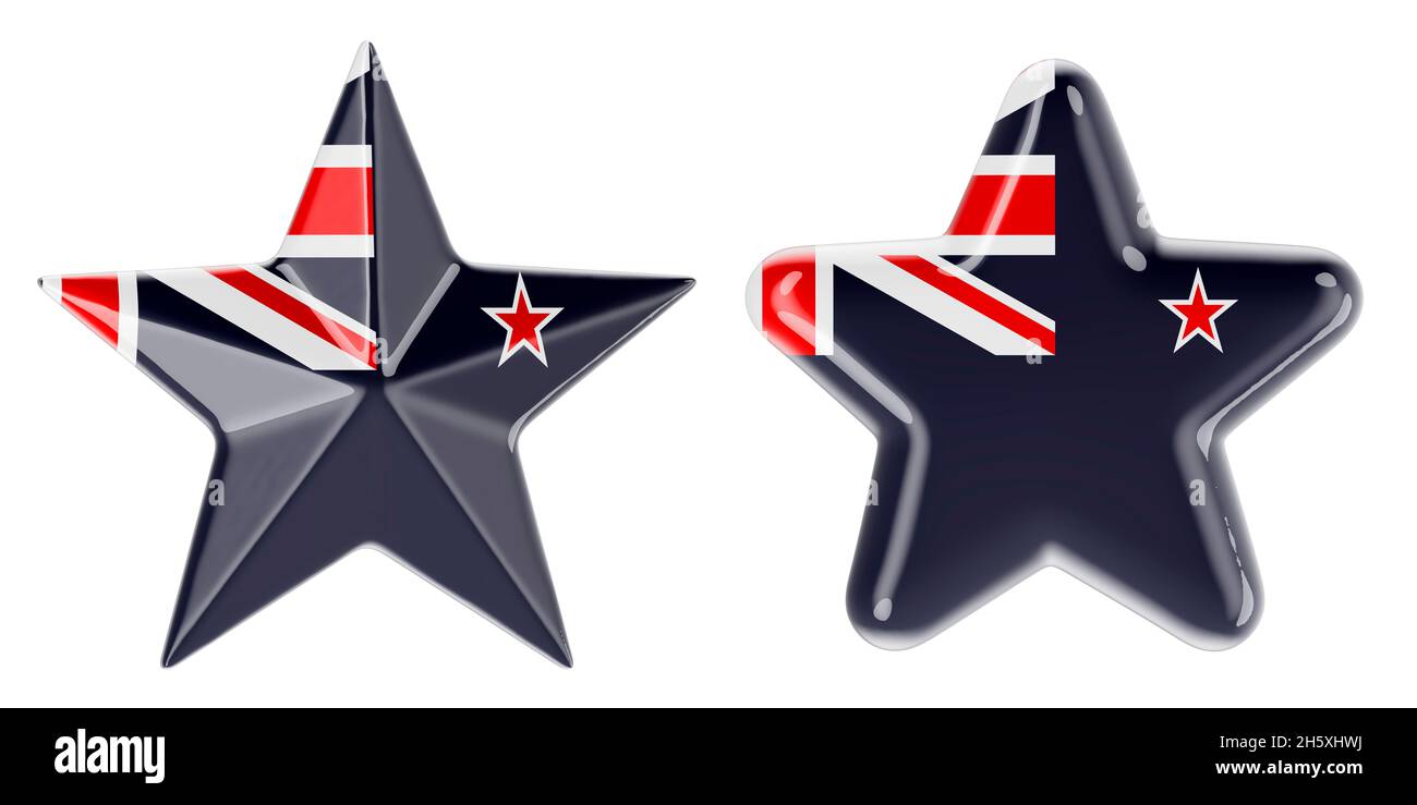 Stars with New Zealand flag, 3D rendering isolated on white background ...