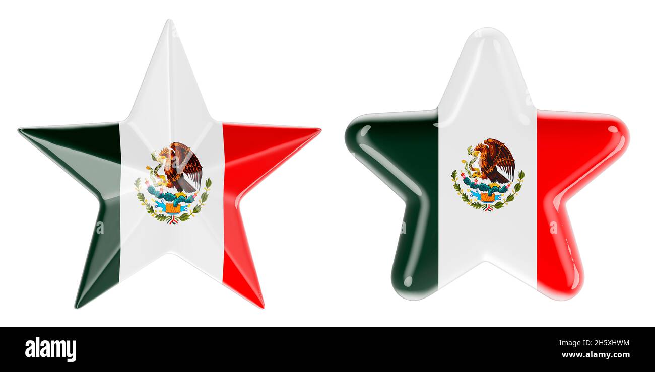 Stars with Mexican flag, 3D rendering isolated on white background ...