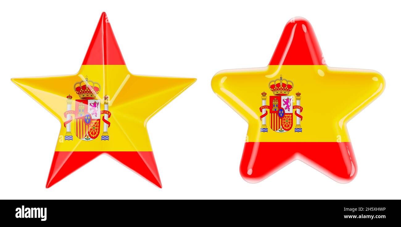 Stars with Spanish flag, 3D rendering isolated on white background ...