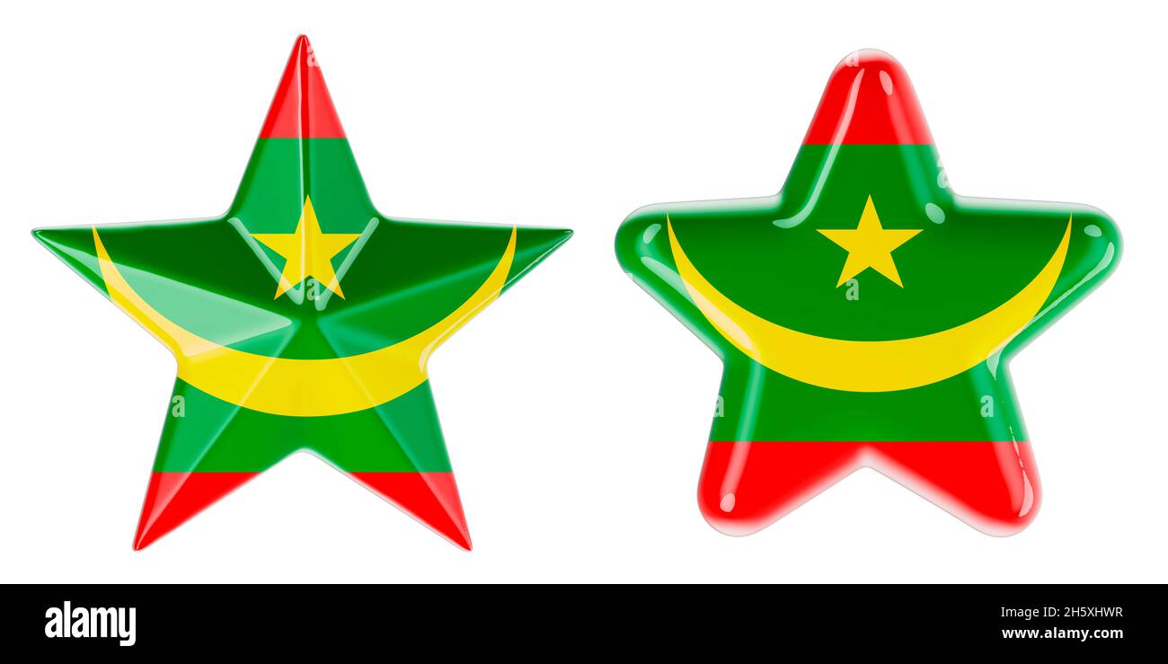 Stars with Mauritanian flag, 3D rendering isolated on white background ...