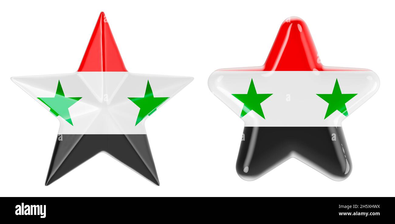 Stars with Syrian flag, 3D rendering isolated on white background Stock ...