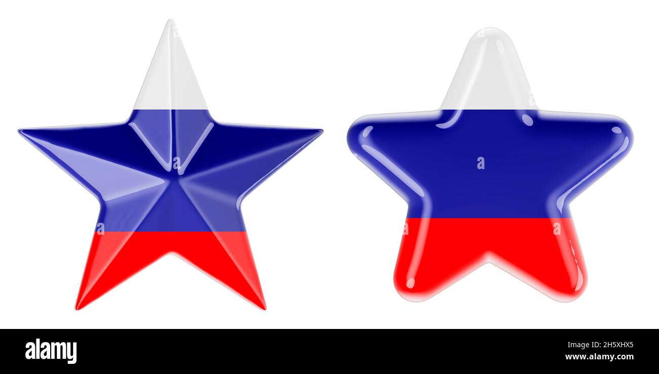 Stars with Russian flag, 3D rendering isolated on white background ...