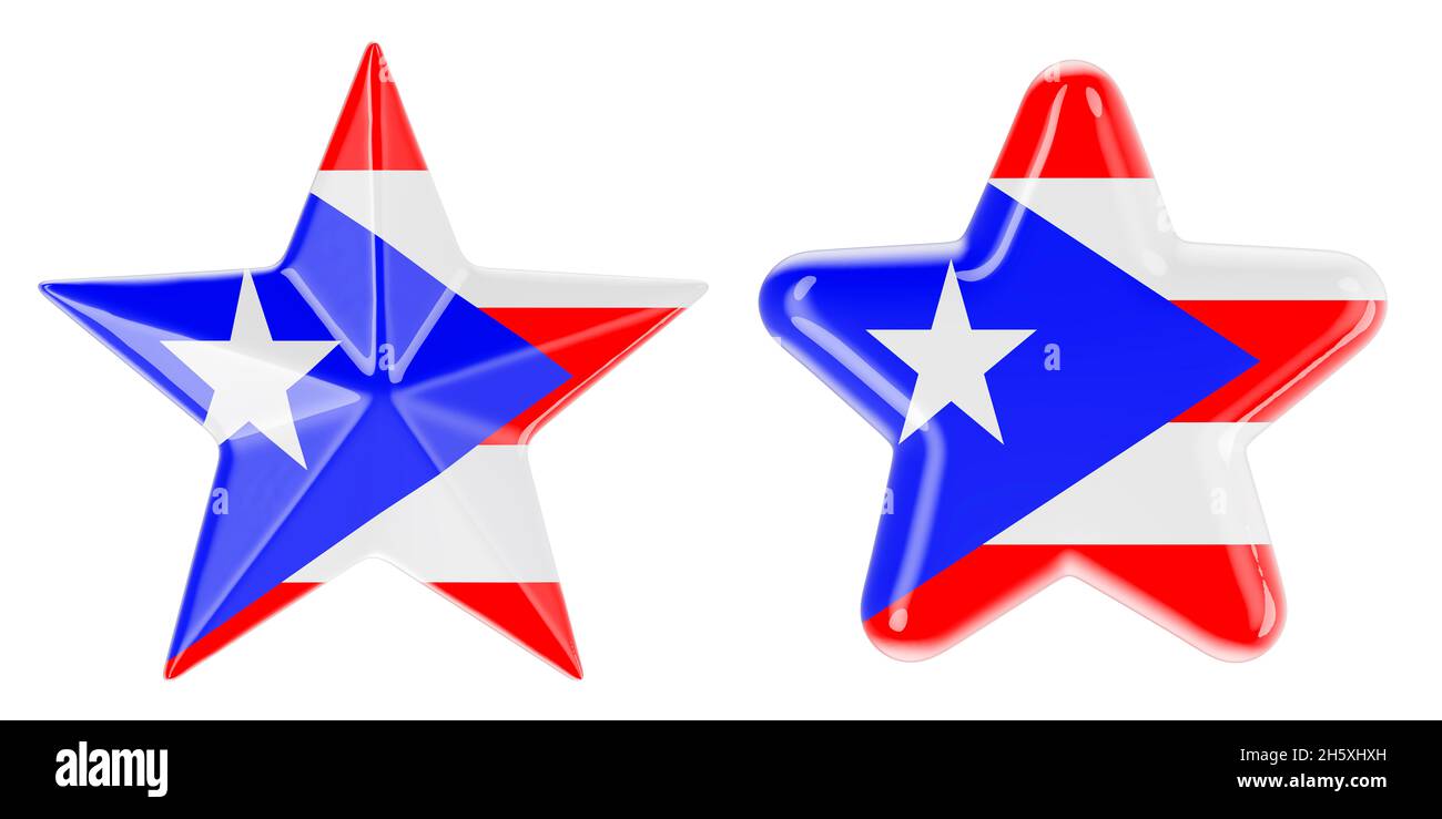 Stars with Puerto Rican flag, 3D rendering isolated on white background ...