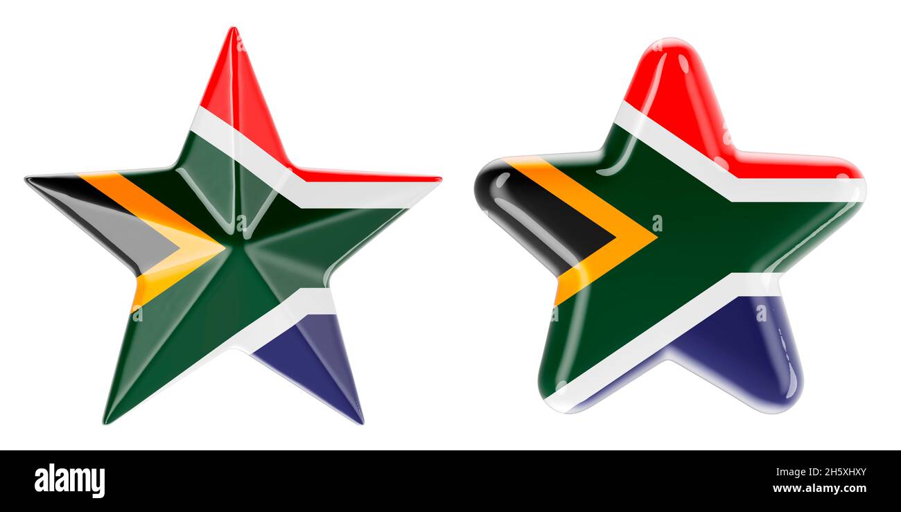 Stars with South African flag, 3D rendering isolated on white ...