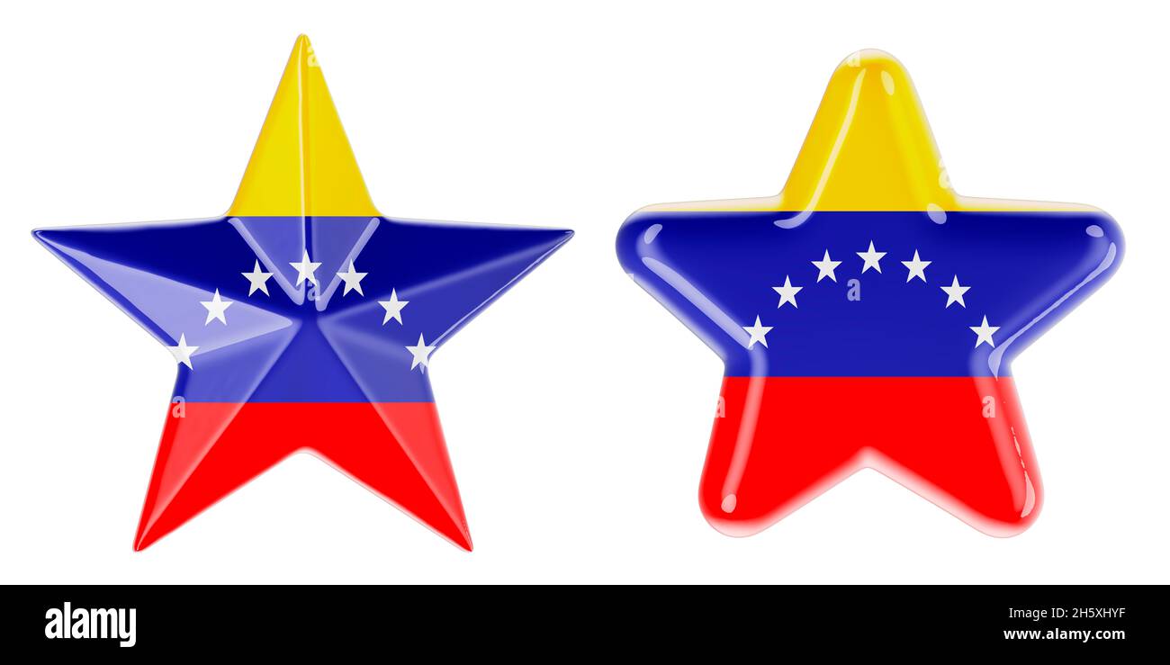 Stars with Venezuelan flag, 3D rendering isolated on white background ...