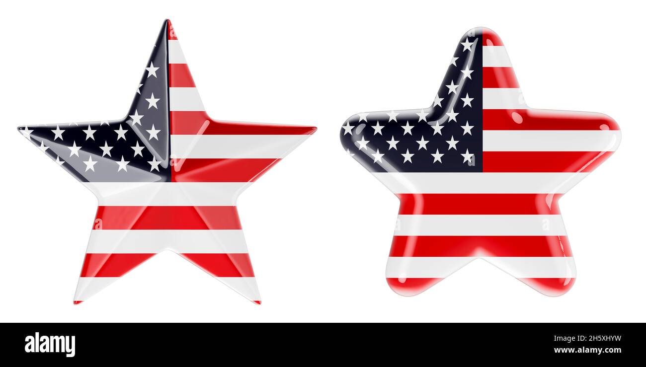 Stars with The United States flag, 3D rendering isolated on white ...