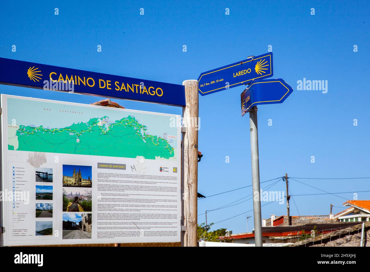 Sign post waymarker direction post for the Camino de Santiago the way ...