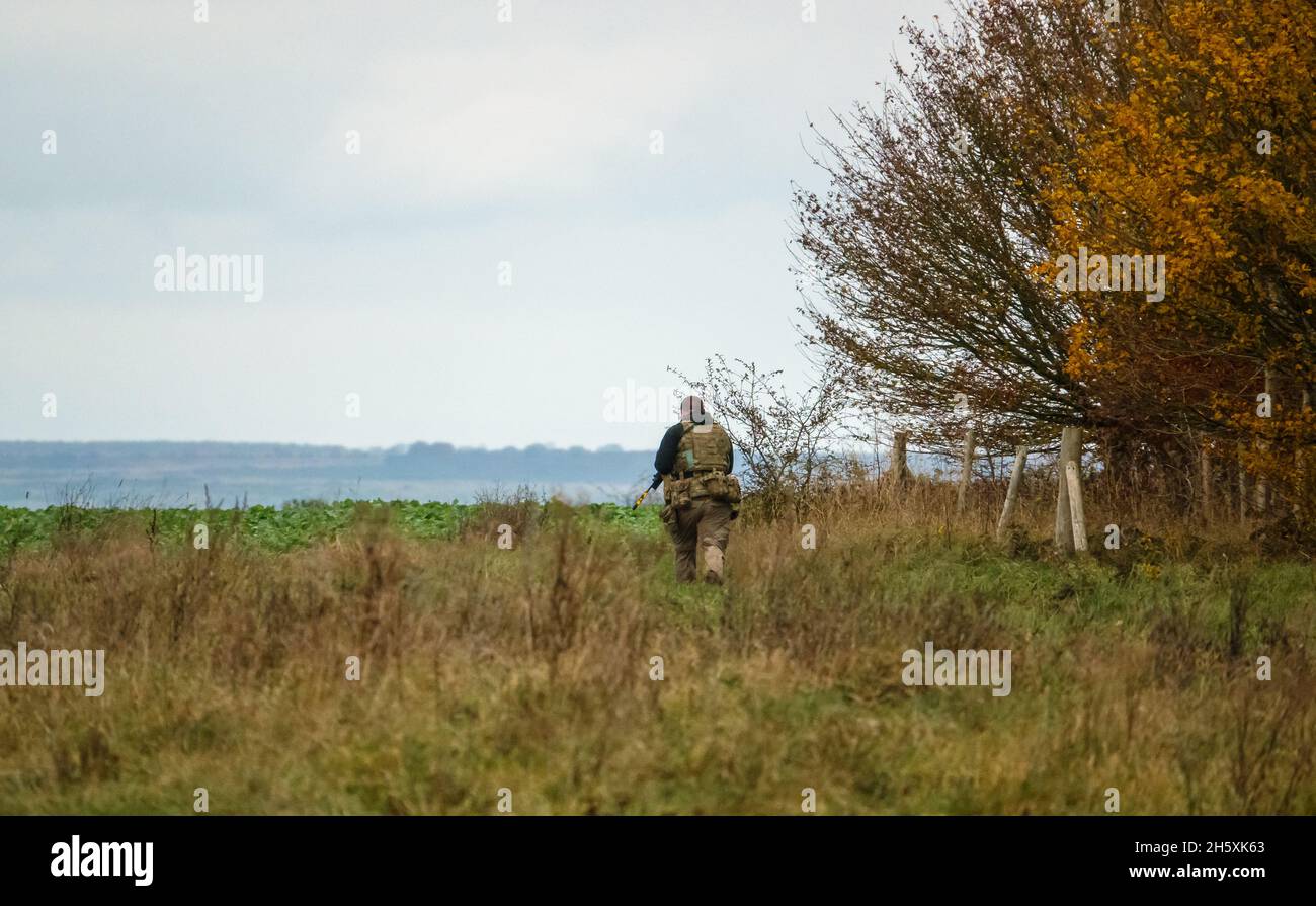 British army specialist soldier on a military training exercise ...