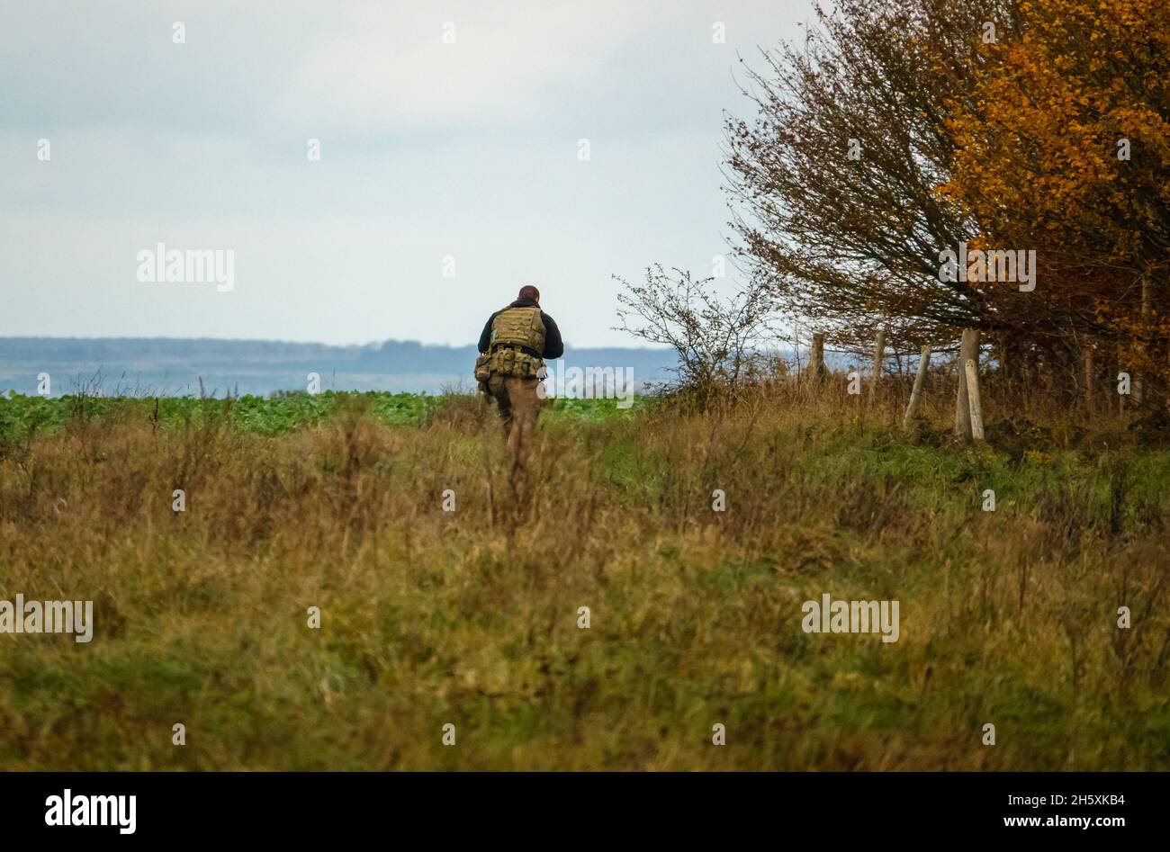 British army specialist soldier on a military training exercise ...
