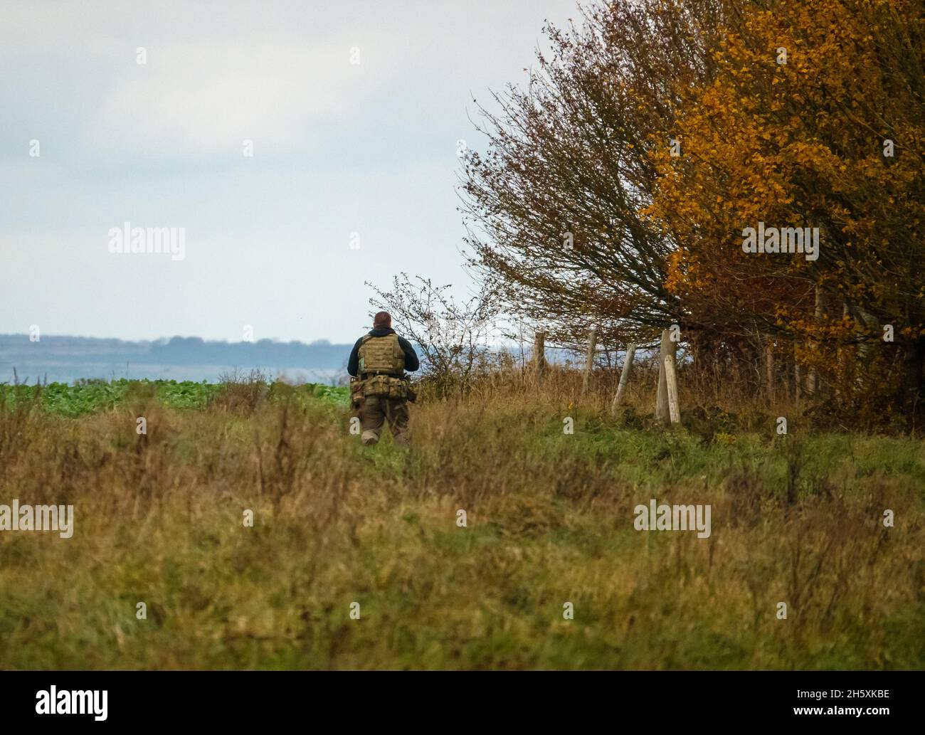 British army specialist soldier on a military training exercise ...