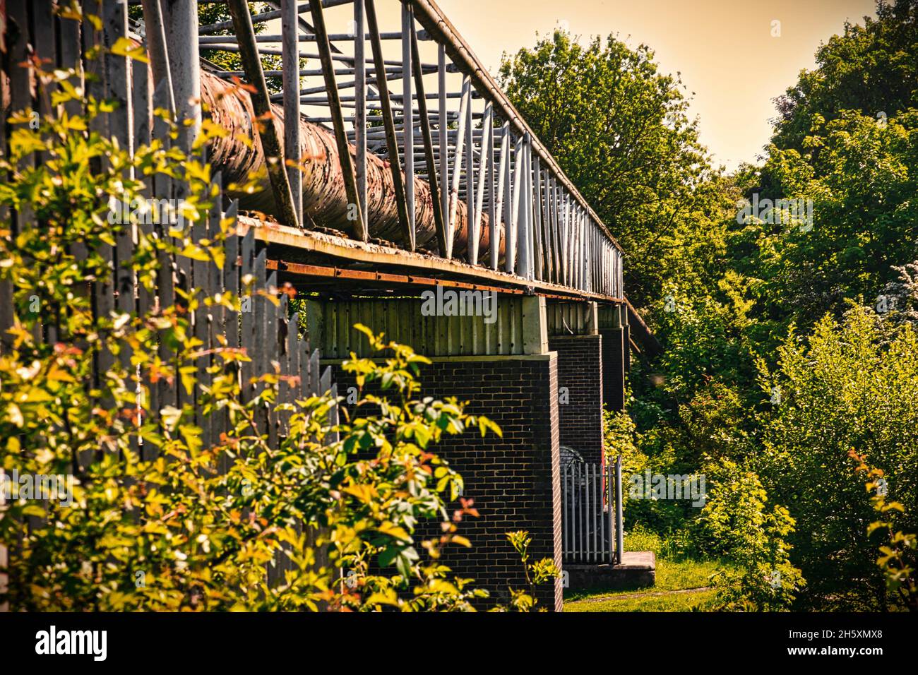 Water pipes bridge over river Nene in Northampton Stock Photo - Alamy
