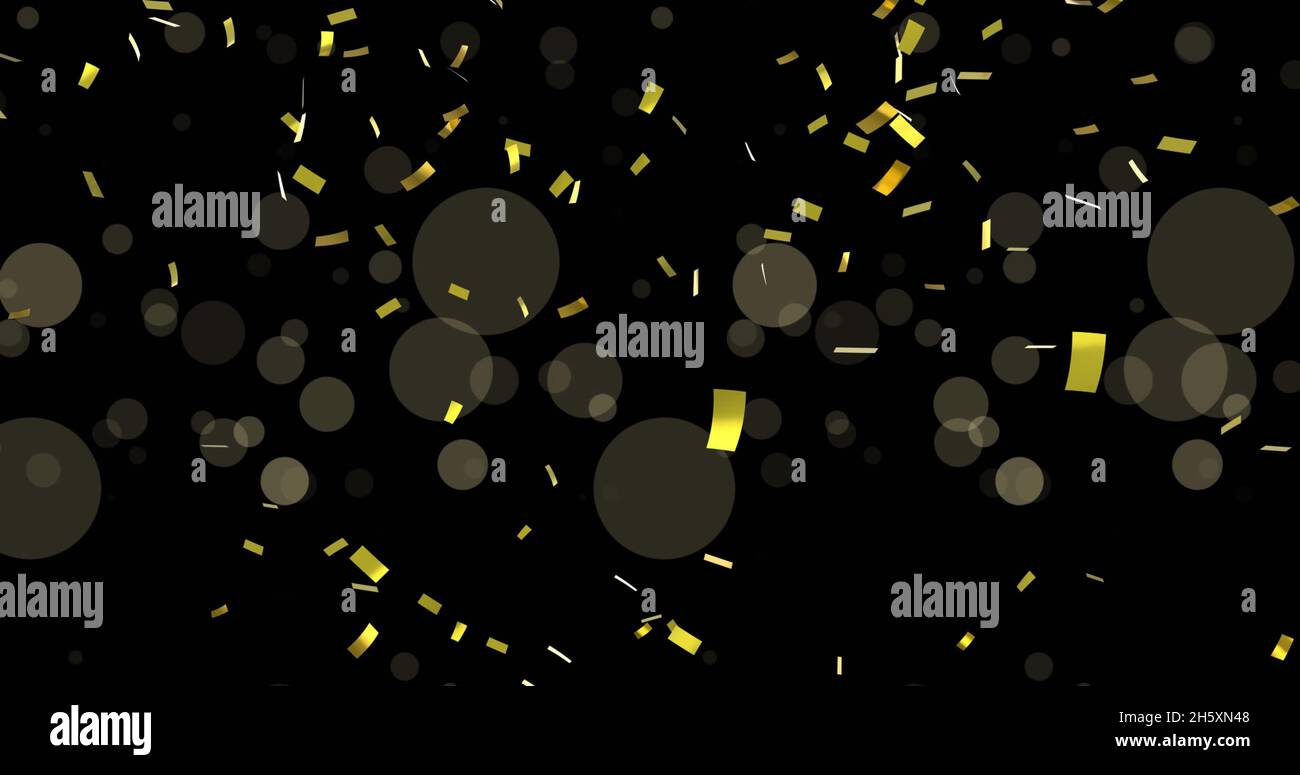 Image of light spots and confetti on black background Stock Photo - Alamy